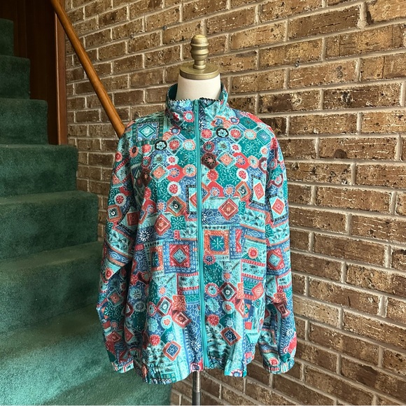 Cricket Lane | Jackets & Coats | Vtg 8s Blue Colorful Aztec Boho Floral ...